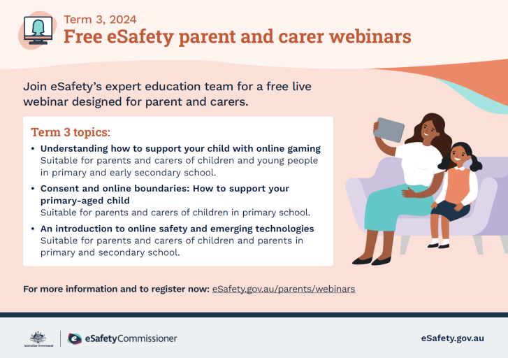 Webinars for parents and carers | eSafety Commissioner